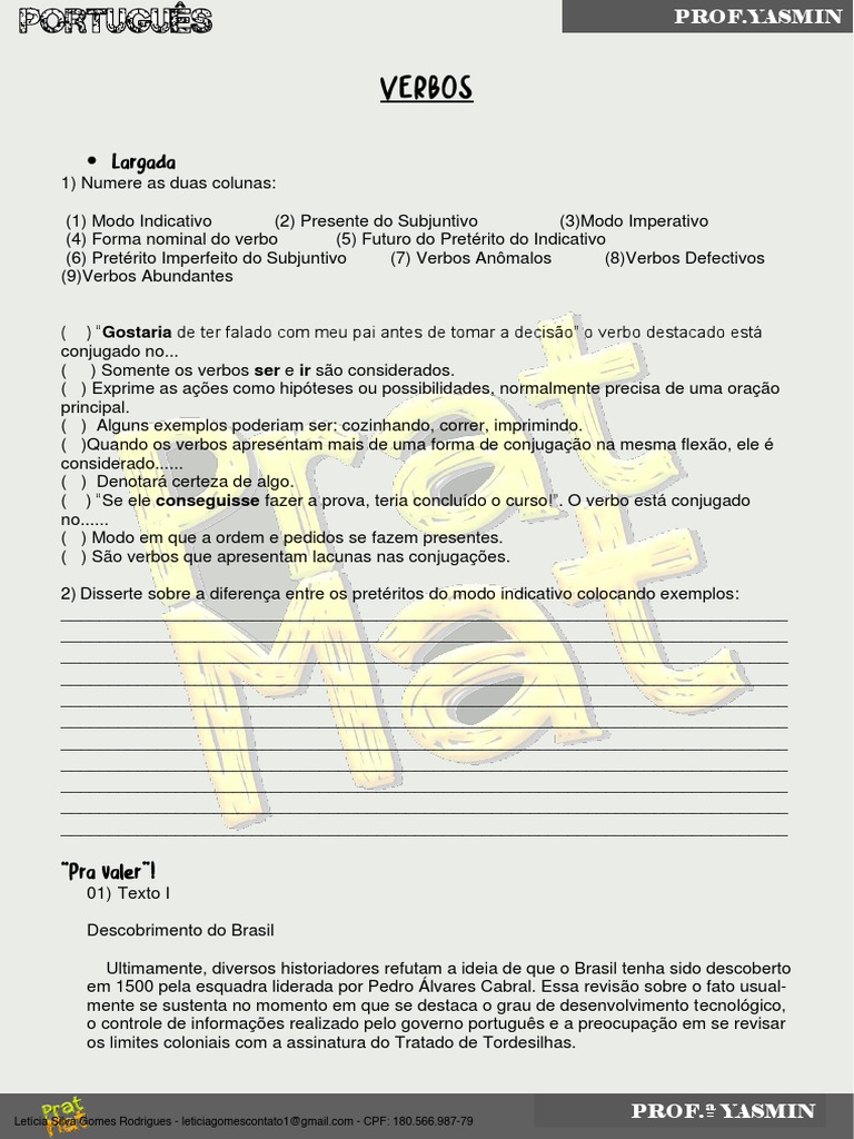 Lista De Verbos Pdf Pdf