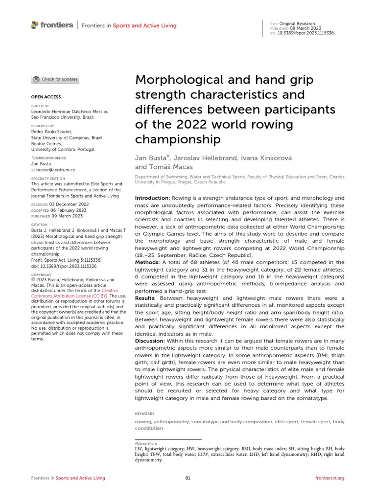 Morphological and Hand Grip Strength Characteristi PDF | PDF