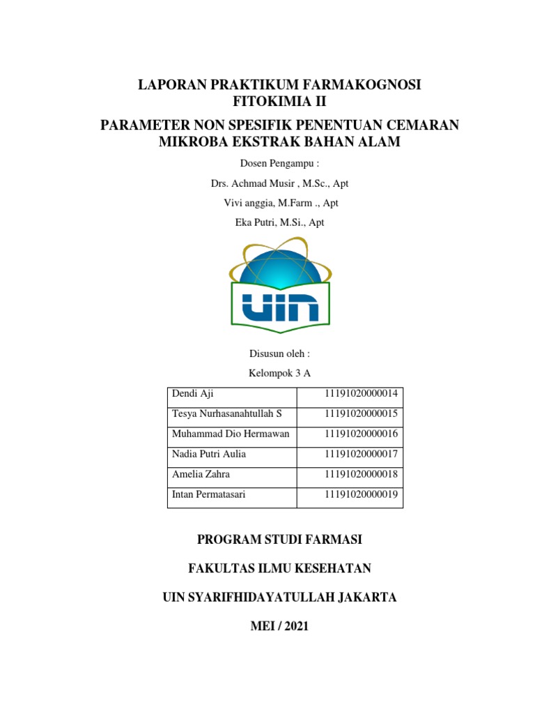 3 A - Laporan Praktikum Penentuan Parameter Non Spesifik Cemaran ... 3 A - Laporan Praktikum Penentuan Parameter Non Spesifik Cemaran ...