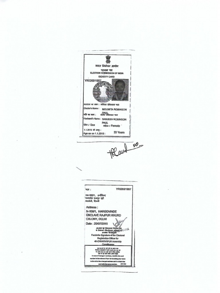 Old Voter Id Pdf Pdf
