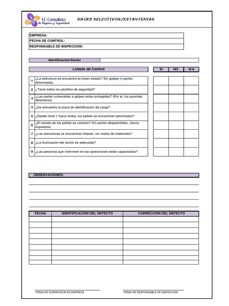 Check List - Racks - Estanterias PDF | PDF