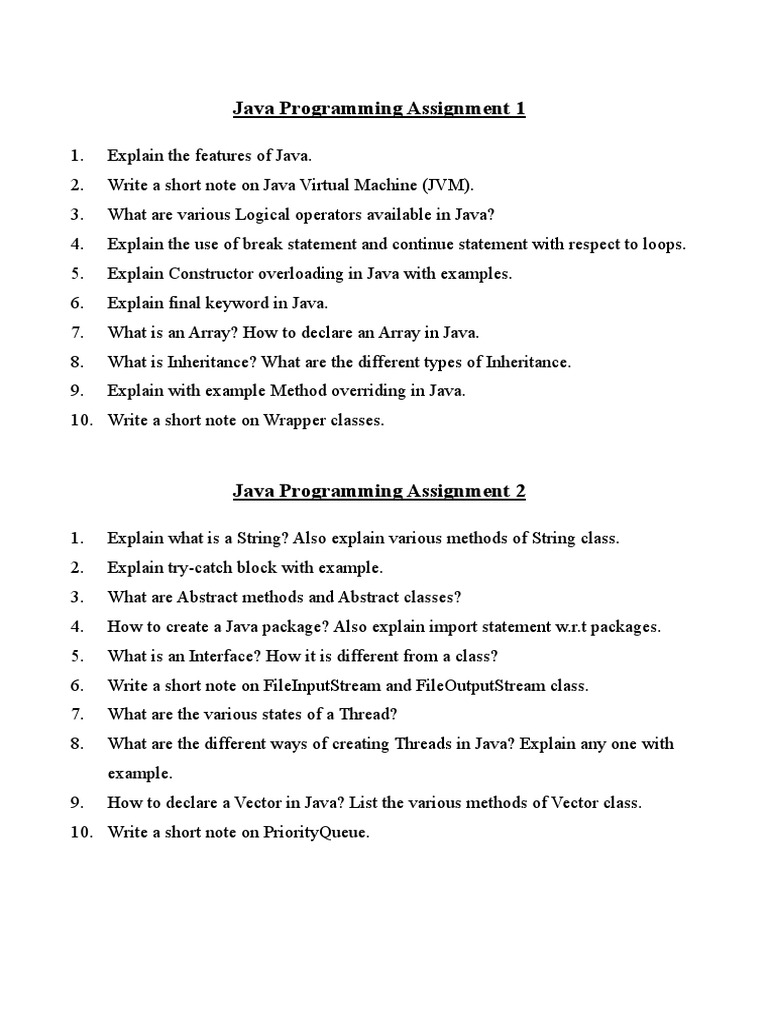 Java Assignment Pdf 
