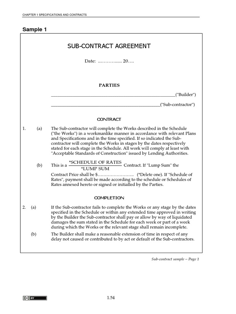 Sub-Contract Agreement Template | PDF