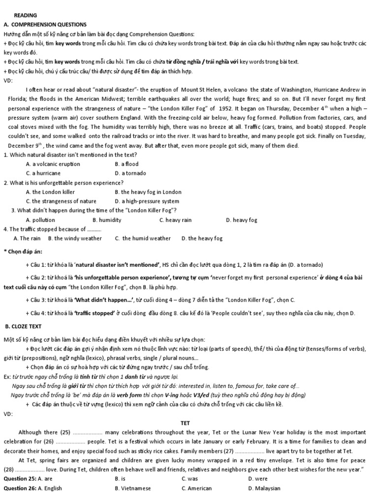 Reading A. Comprehension Questions | PDF