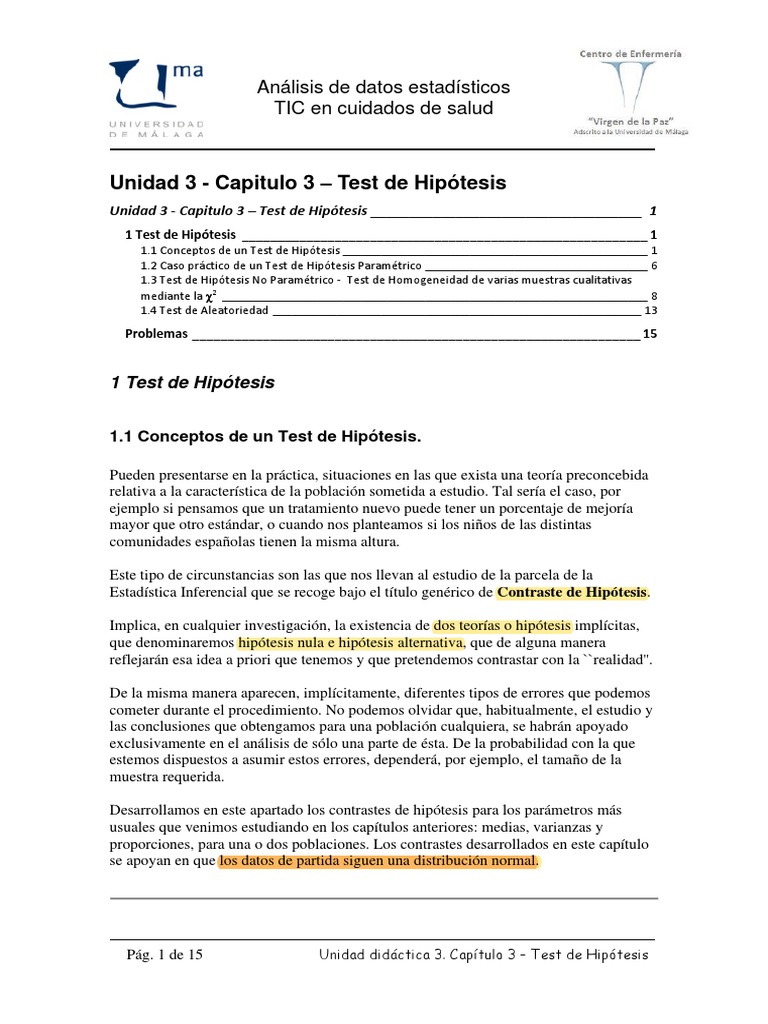 G102 - Apuntes - U3C3 - Test de Hipotesis PDF | PDF | Prueba de ...