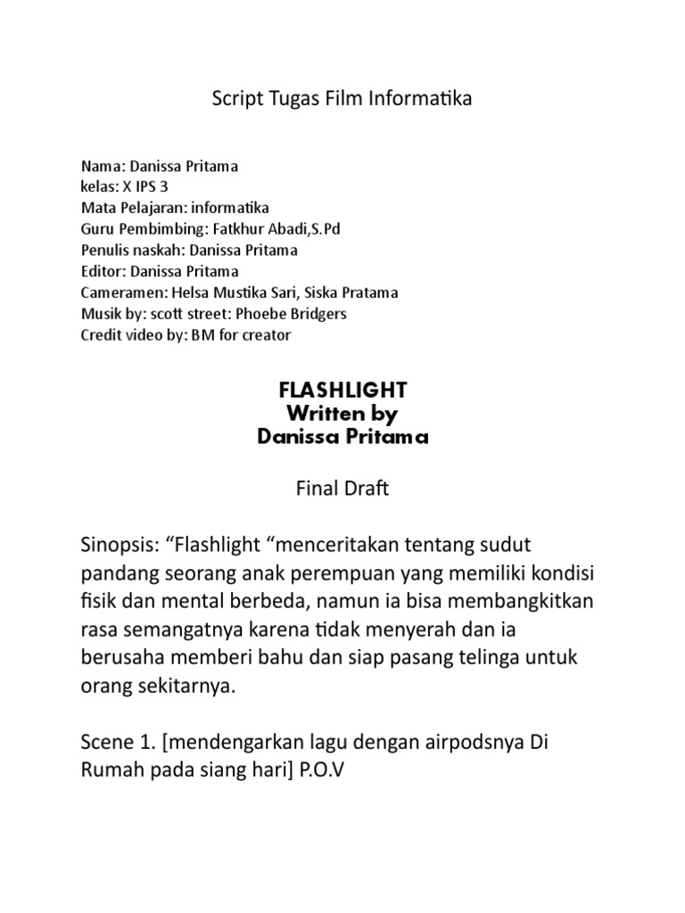 Sudut Pandang Dalam "Flashlight" | PDF