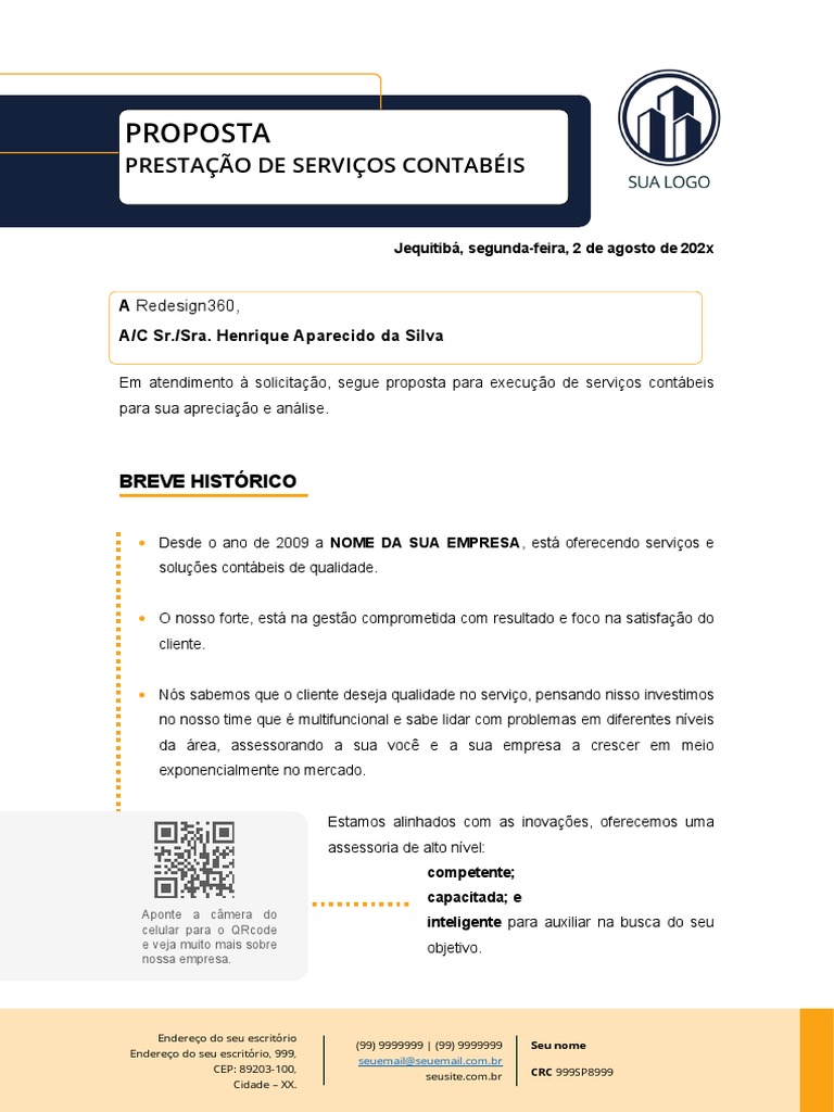 MODELO II - Proposta de Prestação de Serviços Contábeis II - Box ...