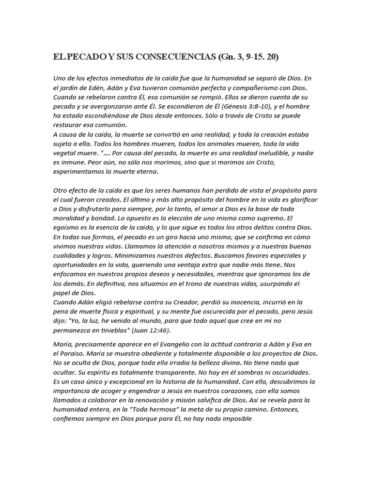 El Pecado y Sus Consecuencias | PDF | Pecado | Dios