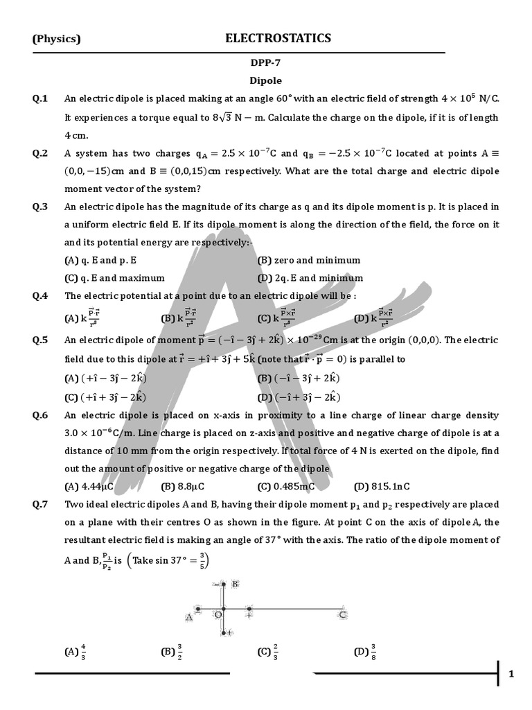 DPP - 07 - Electrostatics | PDF