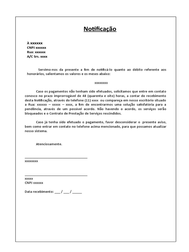 Notificação de débito de honorários vencidos | PDF