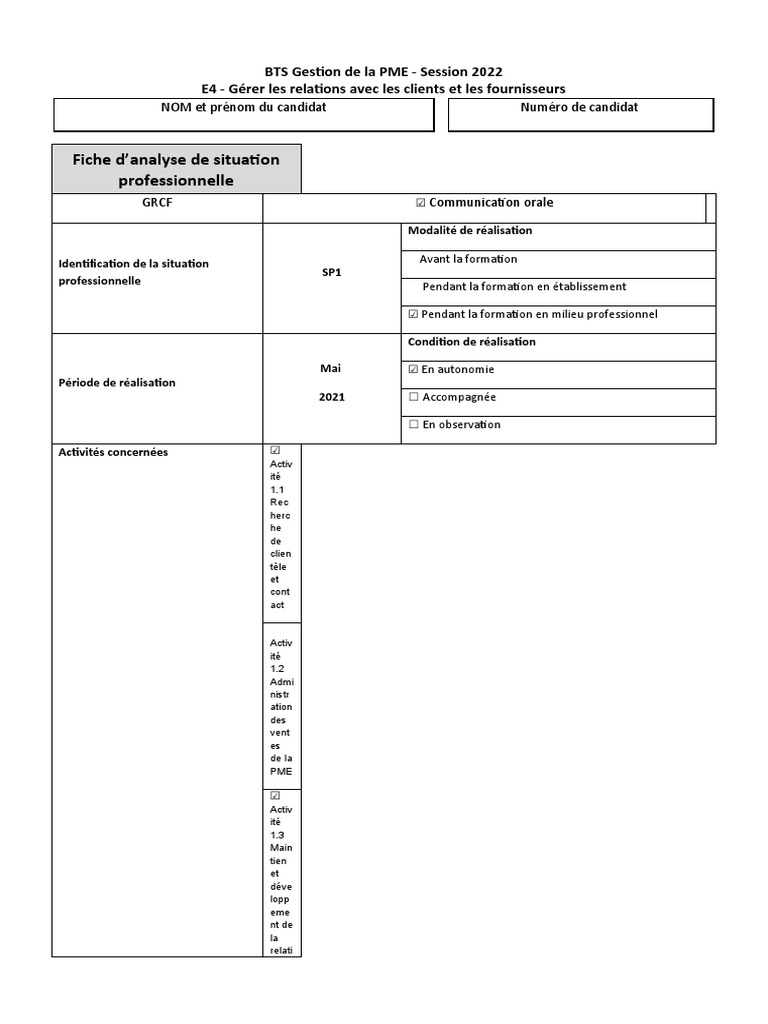 Copie de Fiche Vierge Dossier GRCF - Odt | PDF