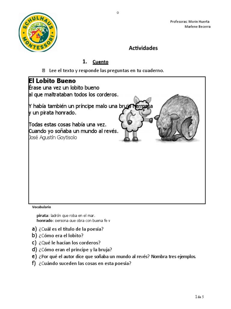 Actividades de Comprensión Lectora 4° Básico | PDF