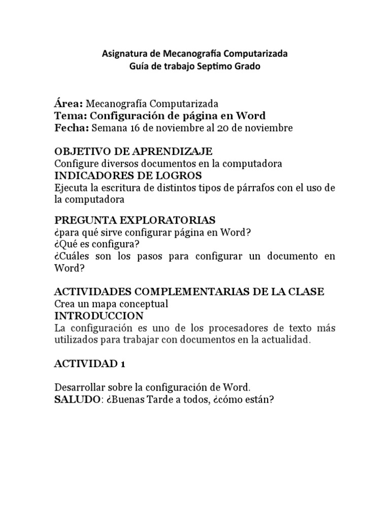 Configuración de Página en Word | PDF