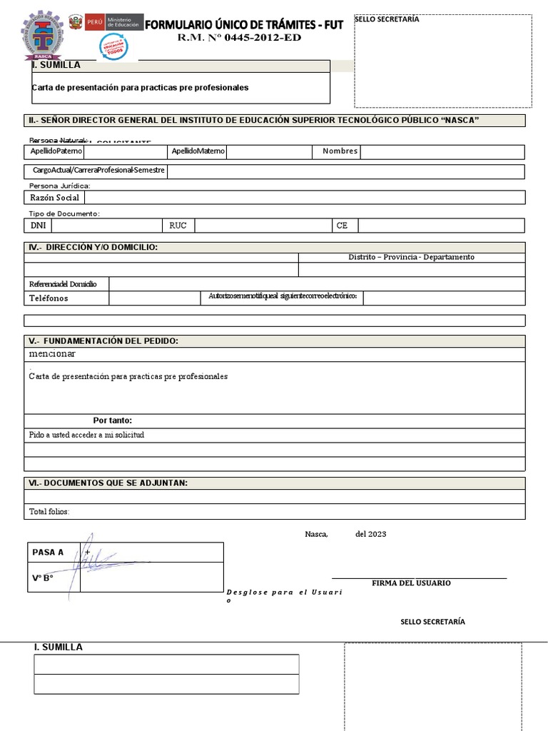 modelo de FUT.docx | PDF