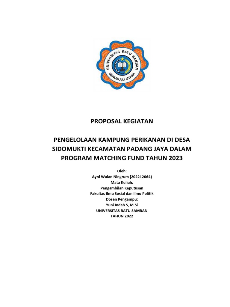 Proposal Kegiatan MF-ayni Wulan | PDF