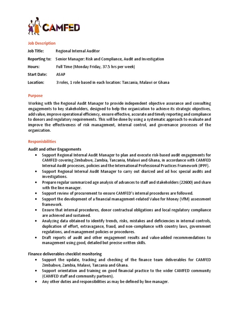 Regional Internal Auditor JD | PDF