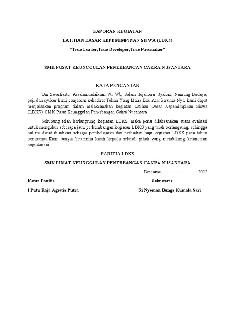 Laporan Kegiatan LDKS 2022 | PDF