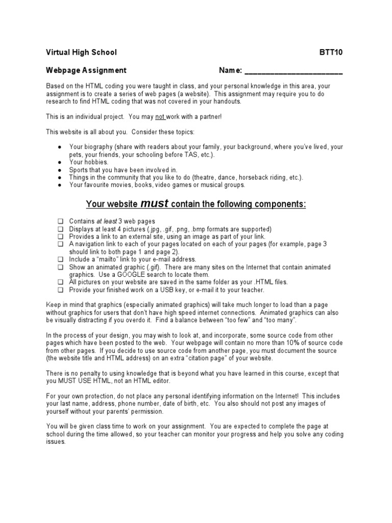 5.2-HTML Assignment Version 1 | PDF