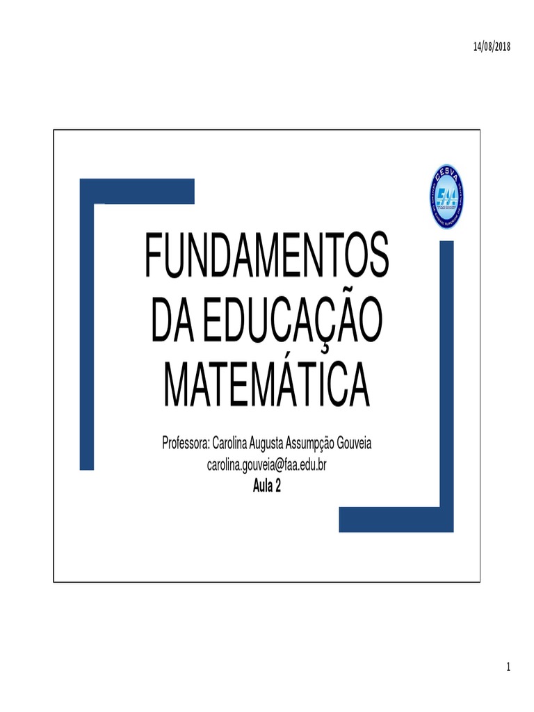 Aula02 PEDAGOGIA 20180807 PDF | PDF | Matemática | Science