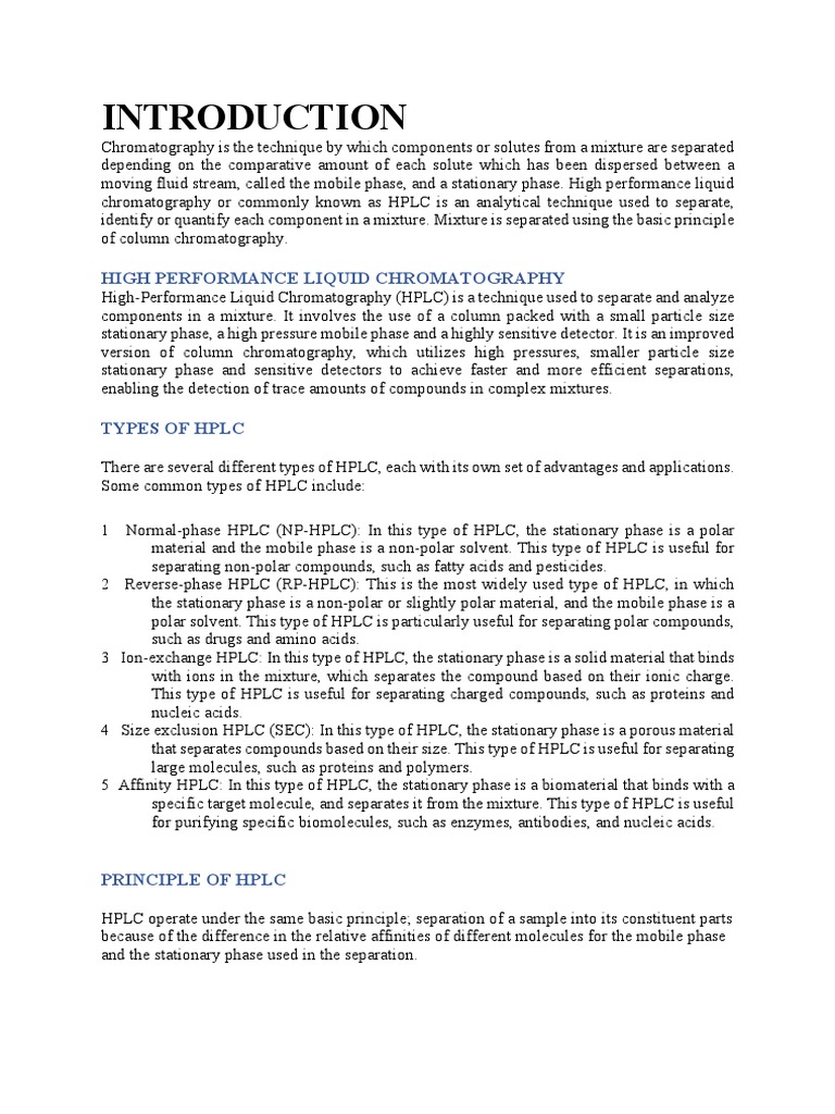 HPLC Guide - Separate Mixtures Using High Performance Liquid ...