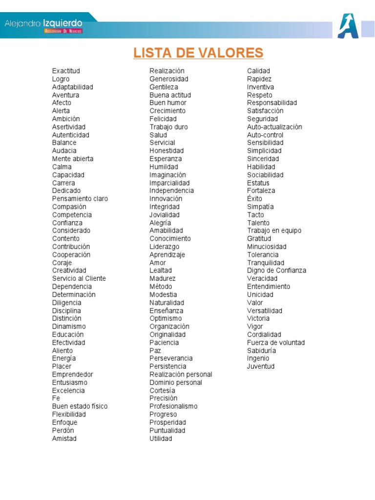 Valores esenciales para el éxito personal y profesional | PDF