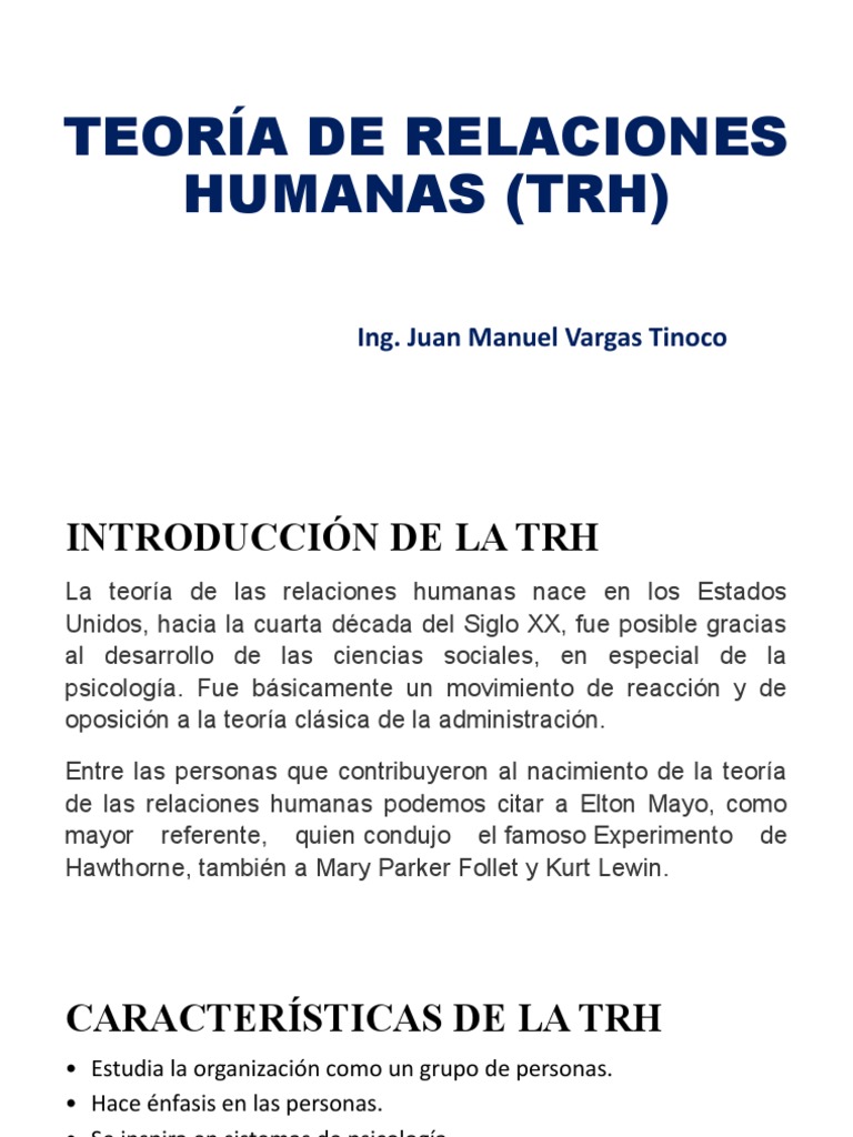 Teoría de Relaciones Humanas (TRH) | PDF
