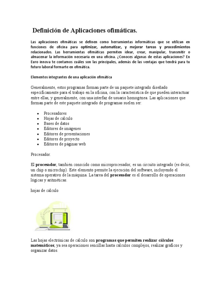 Definición de Aplicaciones Ofimáticas | PDF