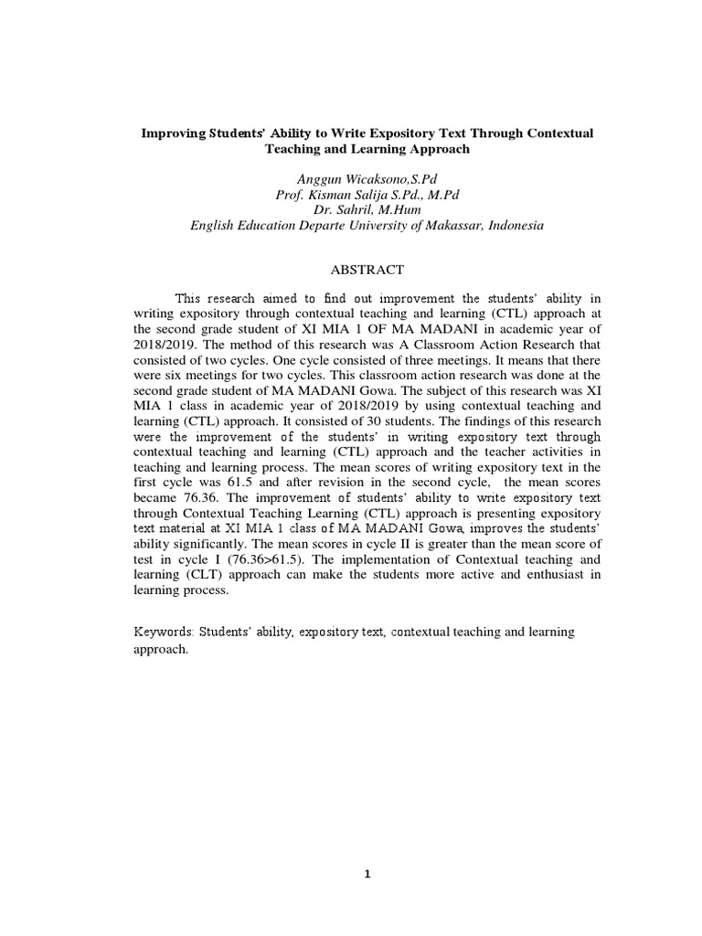 ANGGUN WICAKSONO (Artikel) - Improving Students's Ability in Writing Expository Text PDF | PDF