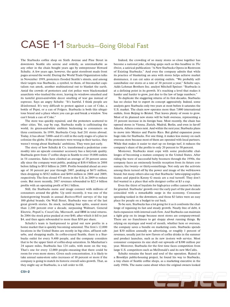 Starbucks' Global Expansion Challenges | PDF | Starbucks | Coffee