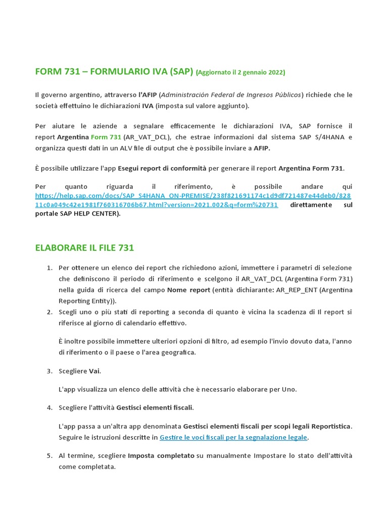 DOMENICO - FORM 731 - Formulario IVA | PDF