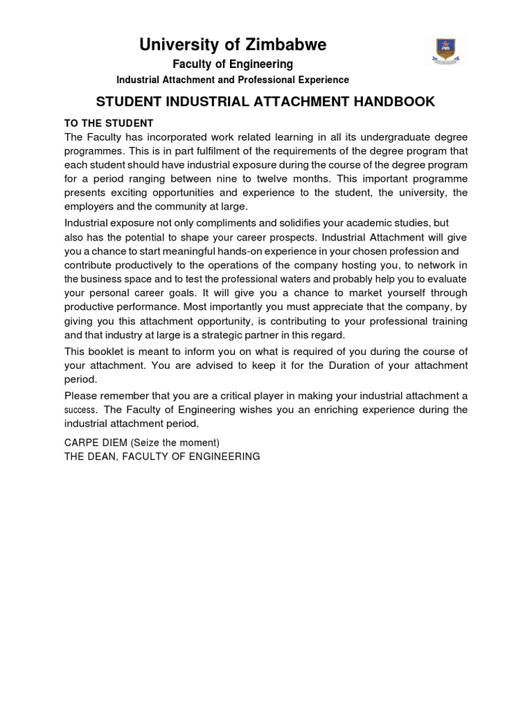 UZ - IAB - Student Attachment Handbook - 11.2023 - Final PDF | PDF
