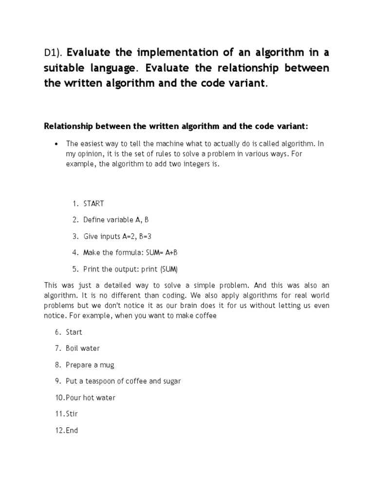 Relationship between algorithms and code | PDF