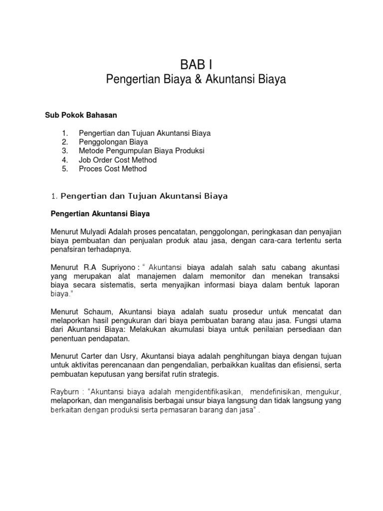 Bab 1 - Akuntansi Biaya (Oke) PDF | PDF