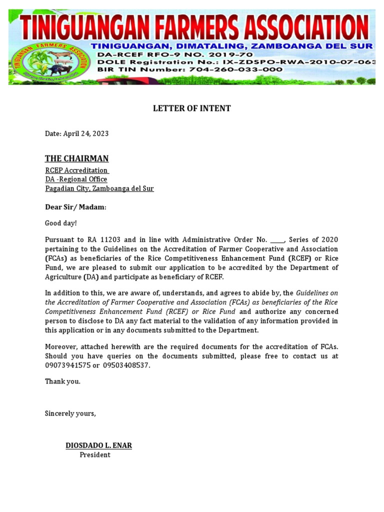 Letter of Intent | PDF