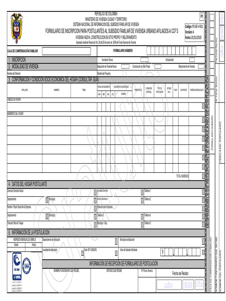 Formulario Inscripcion Vivienda PDF | PDF