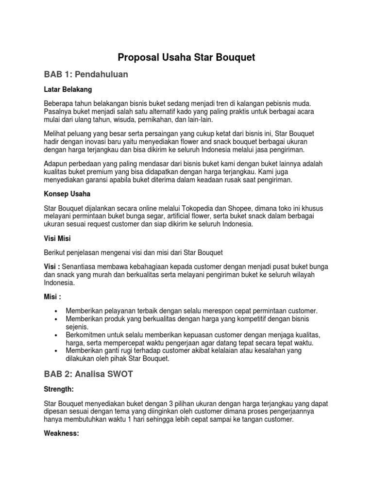 Proposal Usaha Buket | PDF