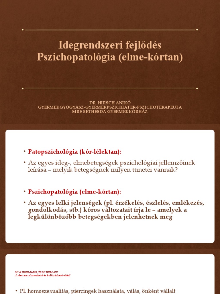 Pszichopatológia - Idegrendszeri Fejlodes | PDF