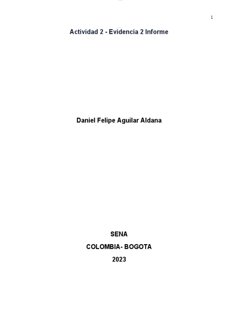 Actividad No 2 Evidencia 2 Informe Sena | PDF