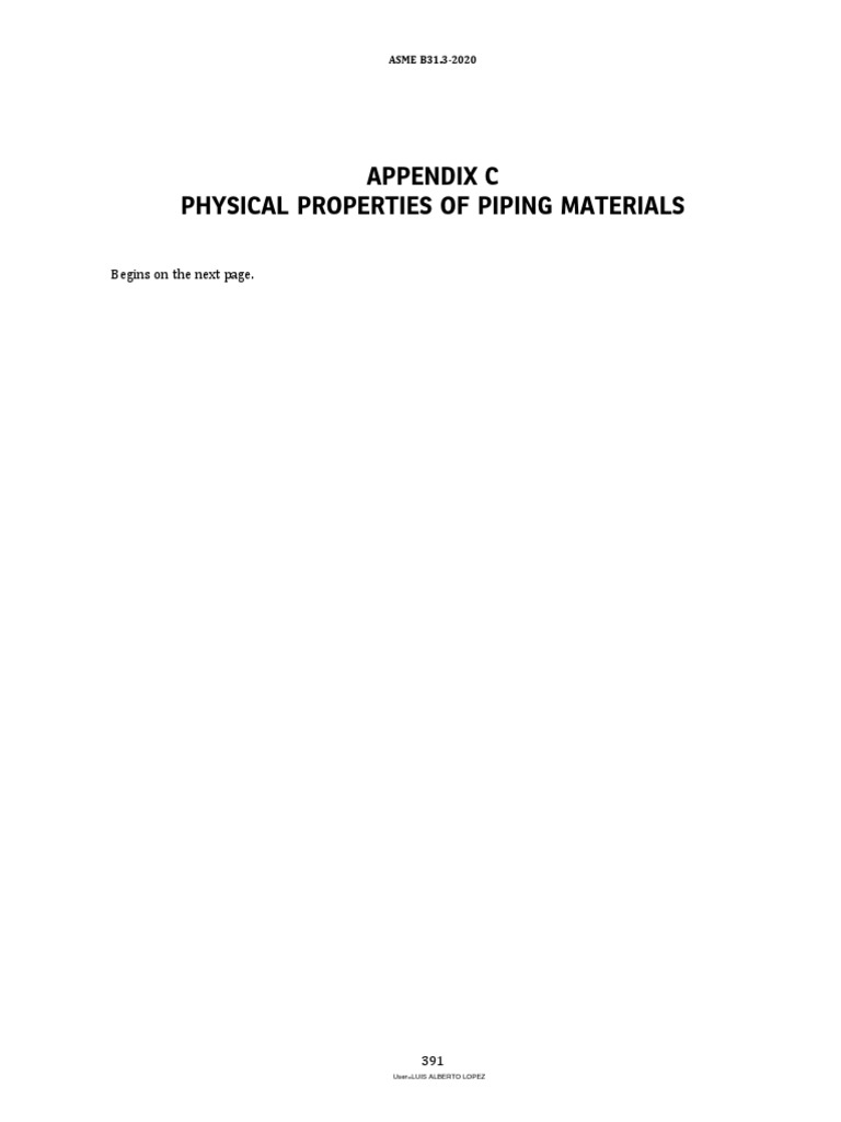 Appendix C Physical Properties Piping Materials | PDF