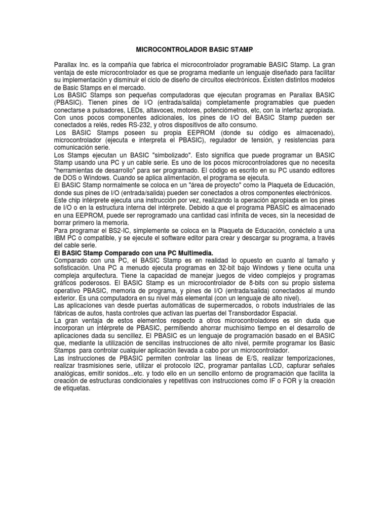 MANUAL CURSO BASIC Stamp II PDF | PDF