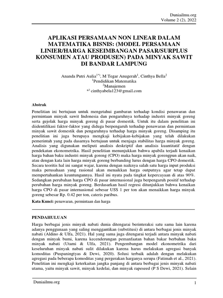 Keseimbangan Pasar Non LInear | PDF