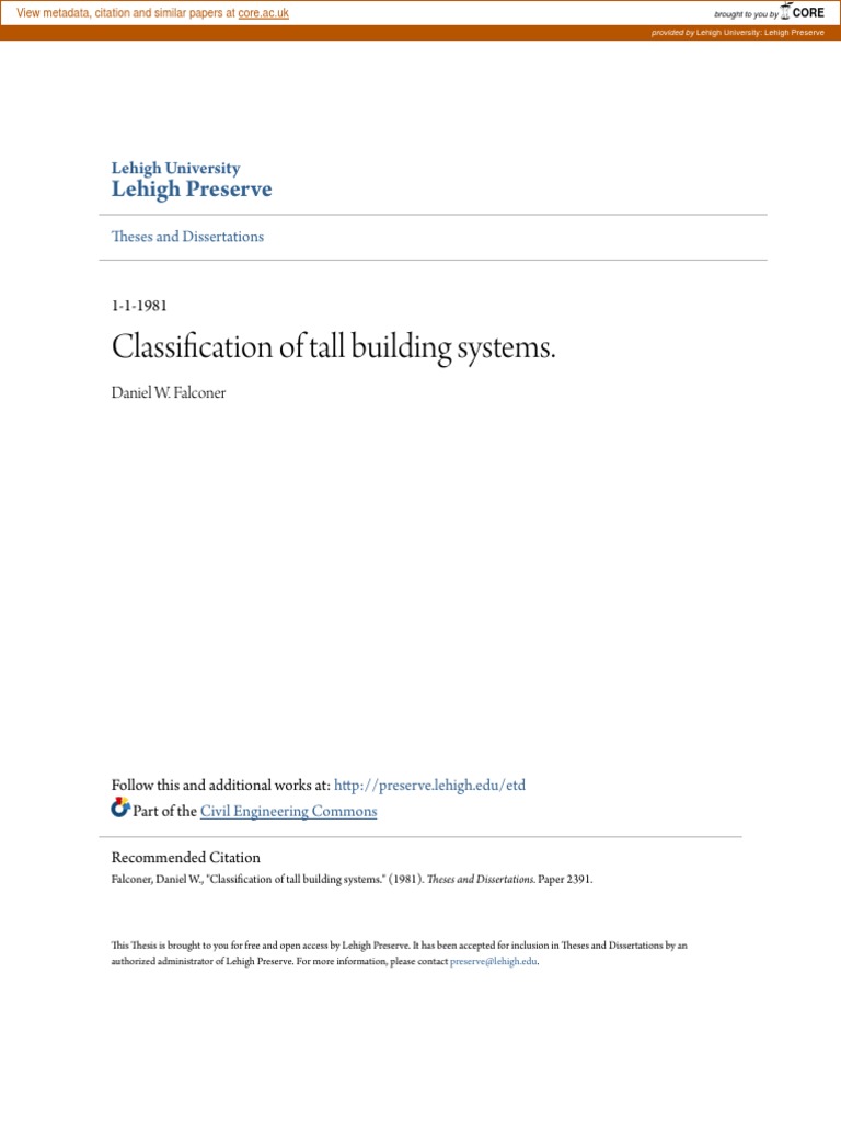 Thesis Classification of Tall Building Systems. | PDF | Framing ...