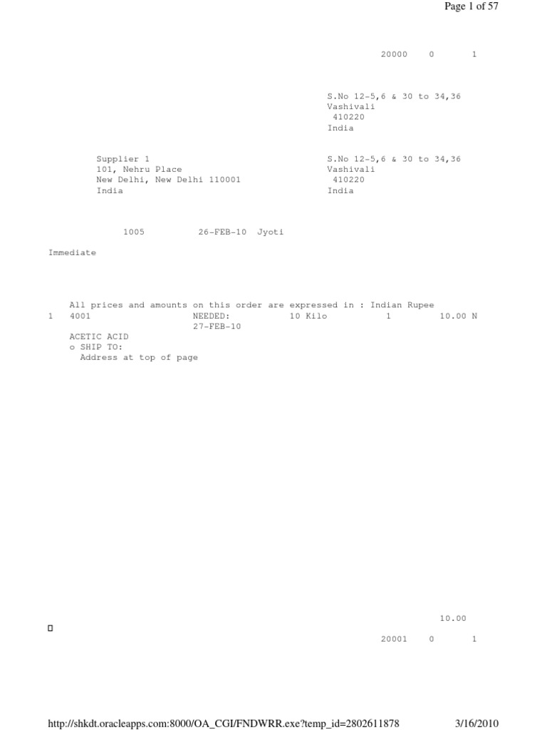 Printed Purchase Order Report (Portrait) PDF | PDF