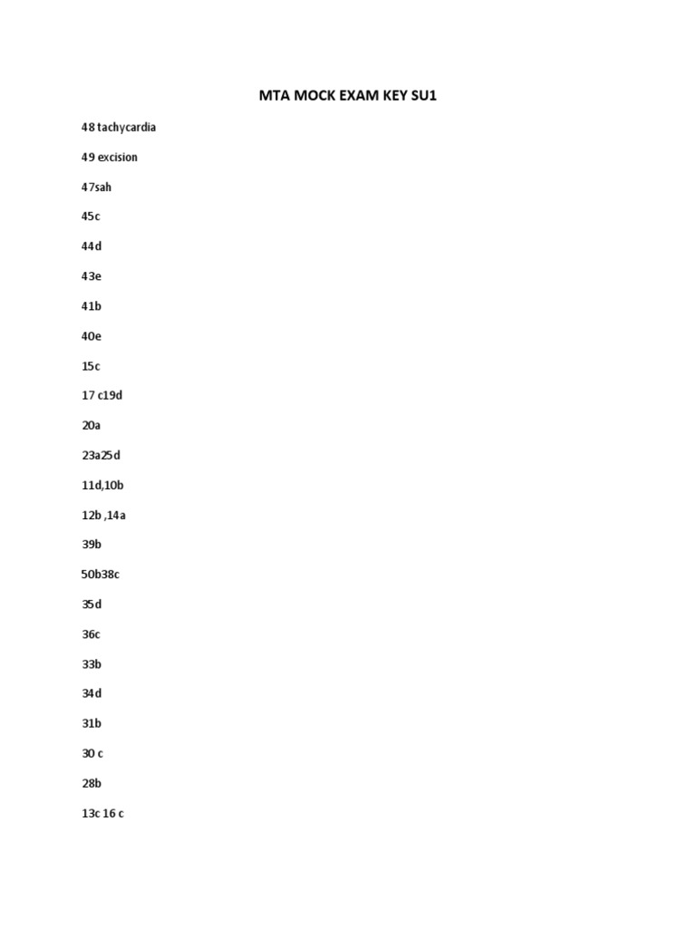 Mta Mock Exam Key Su1 | PDF