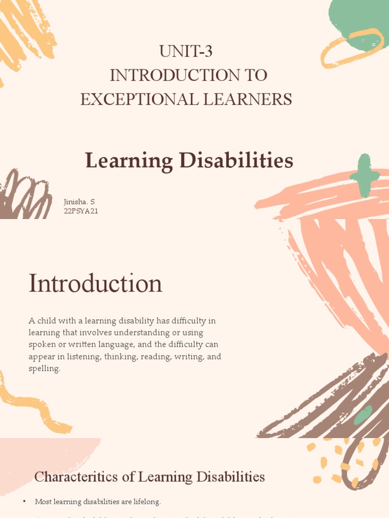 UNIT-3 Introduction To Exceptional Learners: Learning Disabilities | PDF