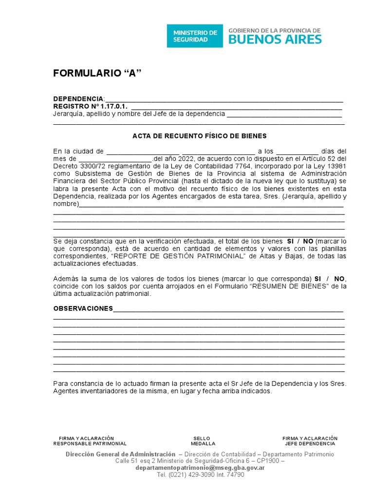 FORMULARIO A - Bienes | PDF | Contabilidad | Gobierno