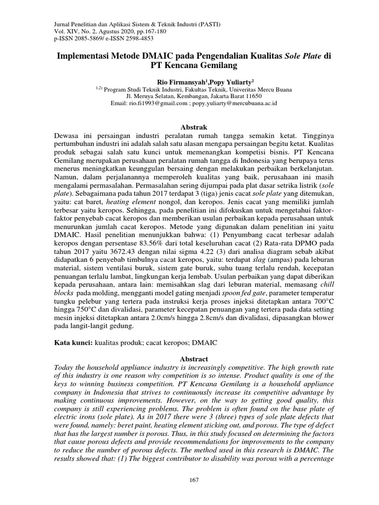 Implementasi Metode DMAIC Pada Pengendal | PDF