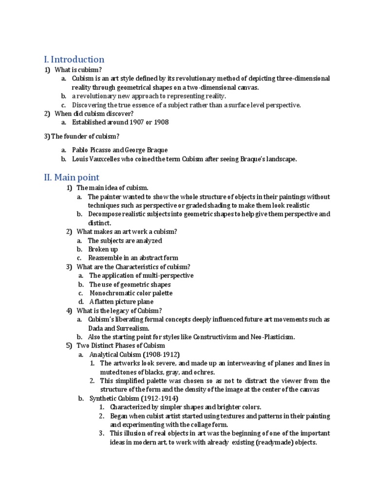Understanding Cubism: Key Concepts & Artists | PDF