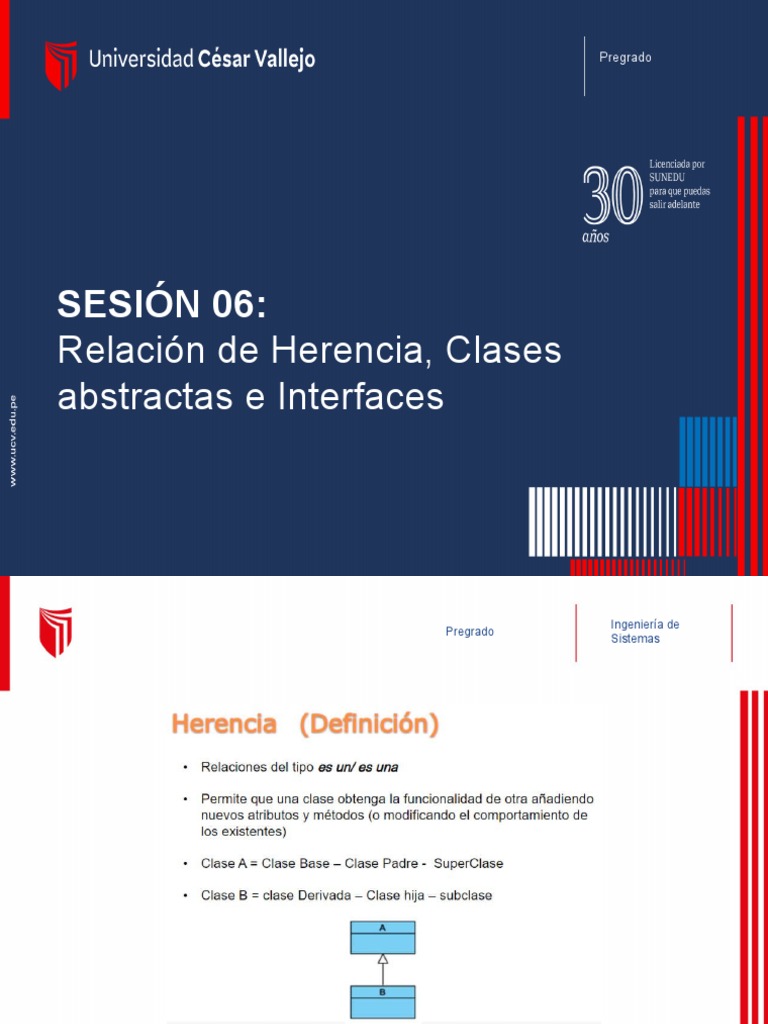 Sesión 06:: Relación de Herencia, Clases Abstractas e Interfaces | PDF