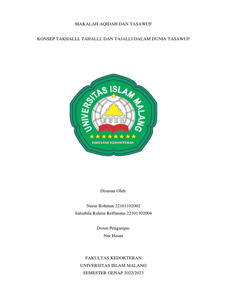 Konsep Takhalli, Tahalli, dan Tajalli | PDF
